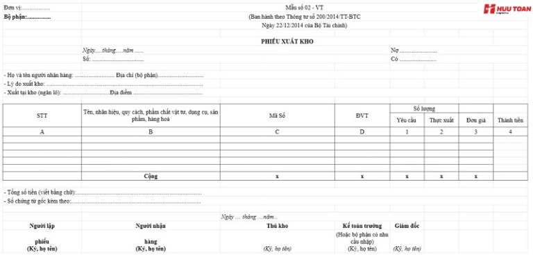 Tải mẫu phiếu xuất kho Excel chi tiết mới nhất 2024
